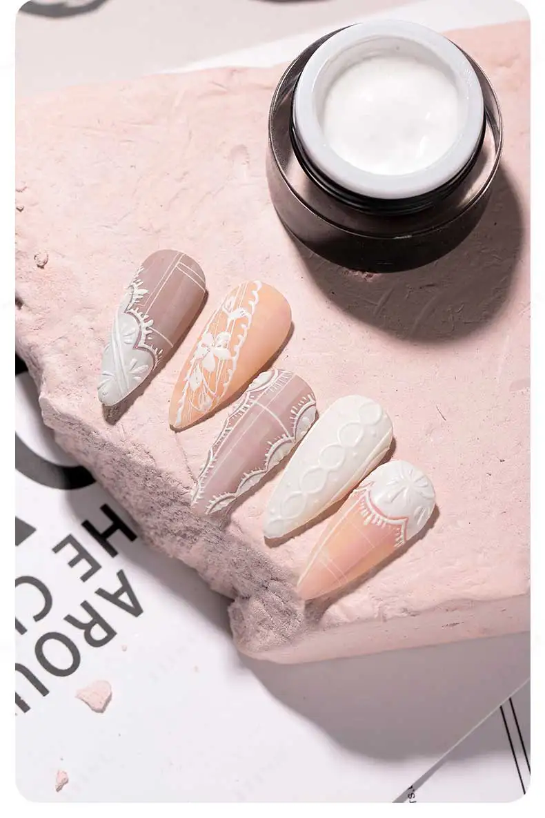 JTING Non Wipe 3D Paint Gel 12colors Set Unique Nail Art Effect Emboss ...