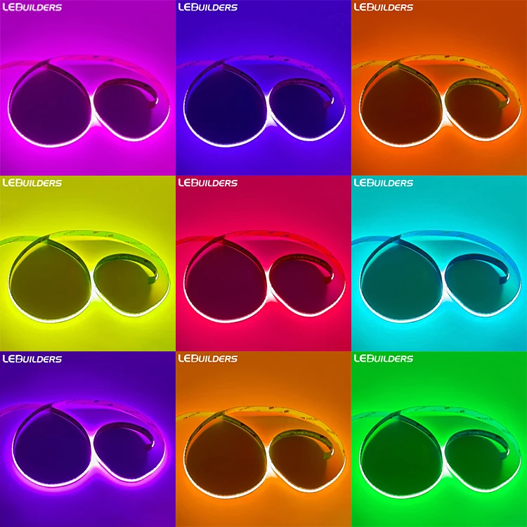 RGB COB LED Strip Lights Cuttable 5m/roll 1080Leds/m High CRI Flexible ...