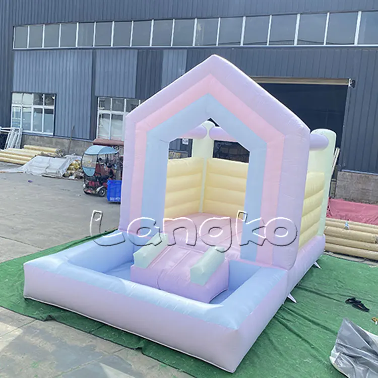 Pastel Color Bounce House with Ball Pit - Langko Inflatables