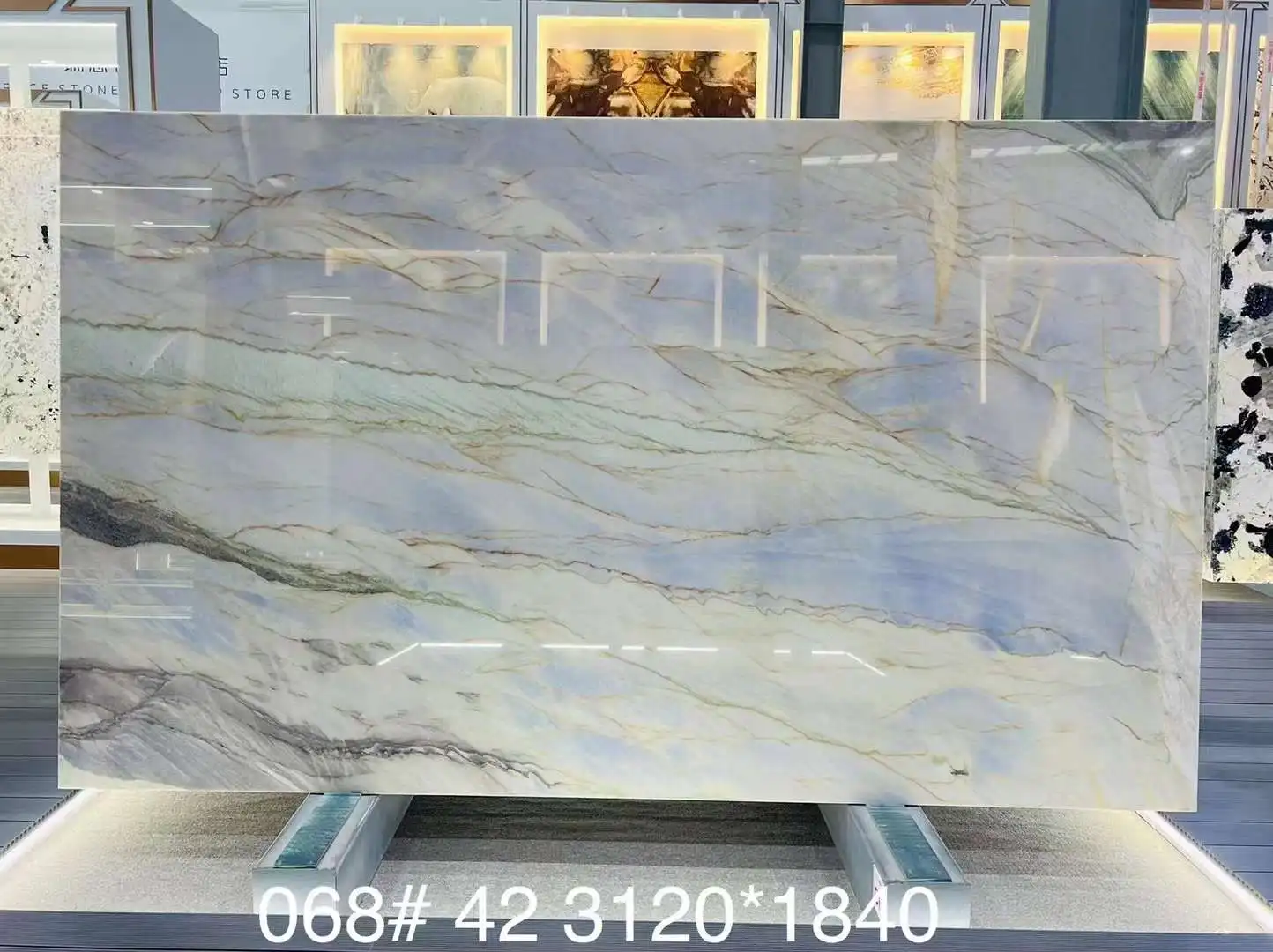 Sea Blue Quartzite Wall Slab Flexible Stone Slab For Wall Decoration ...