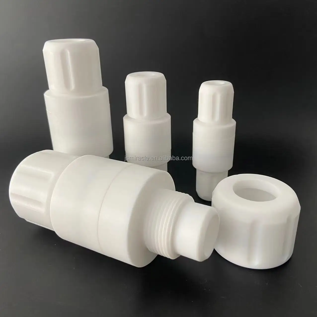 PTFE Check Valve with PFA/PVDF Nuts for High-Purity Semiconductor