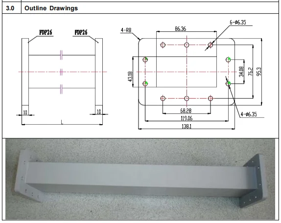 WR-340 Aluminum Rectangular Straight Waveguide Microwave Rectangular ...