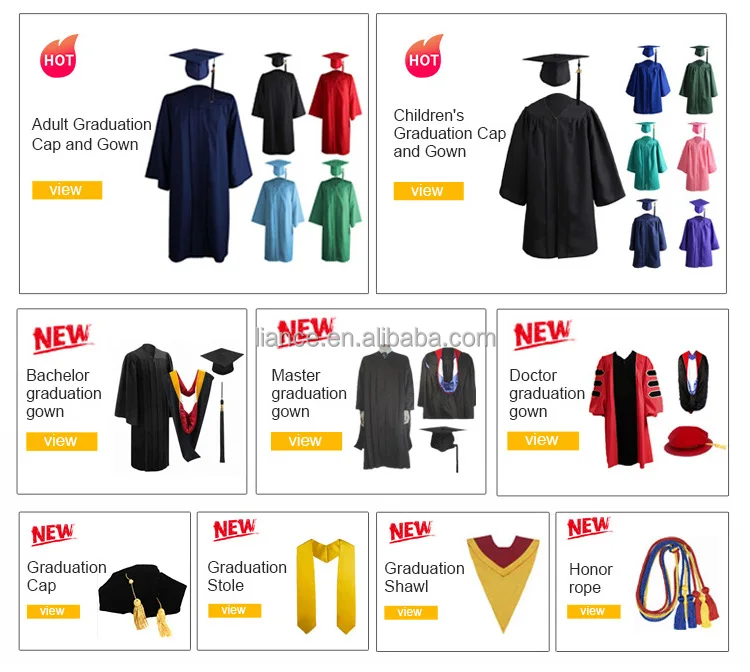 12 Colors Shiny Fabric University Graduation Cap Gown Tassel College ...