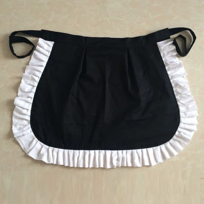 Household Kitchen Half Apron with Pockets - Cotton Ruffles
