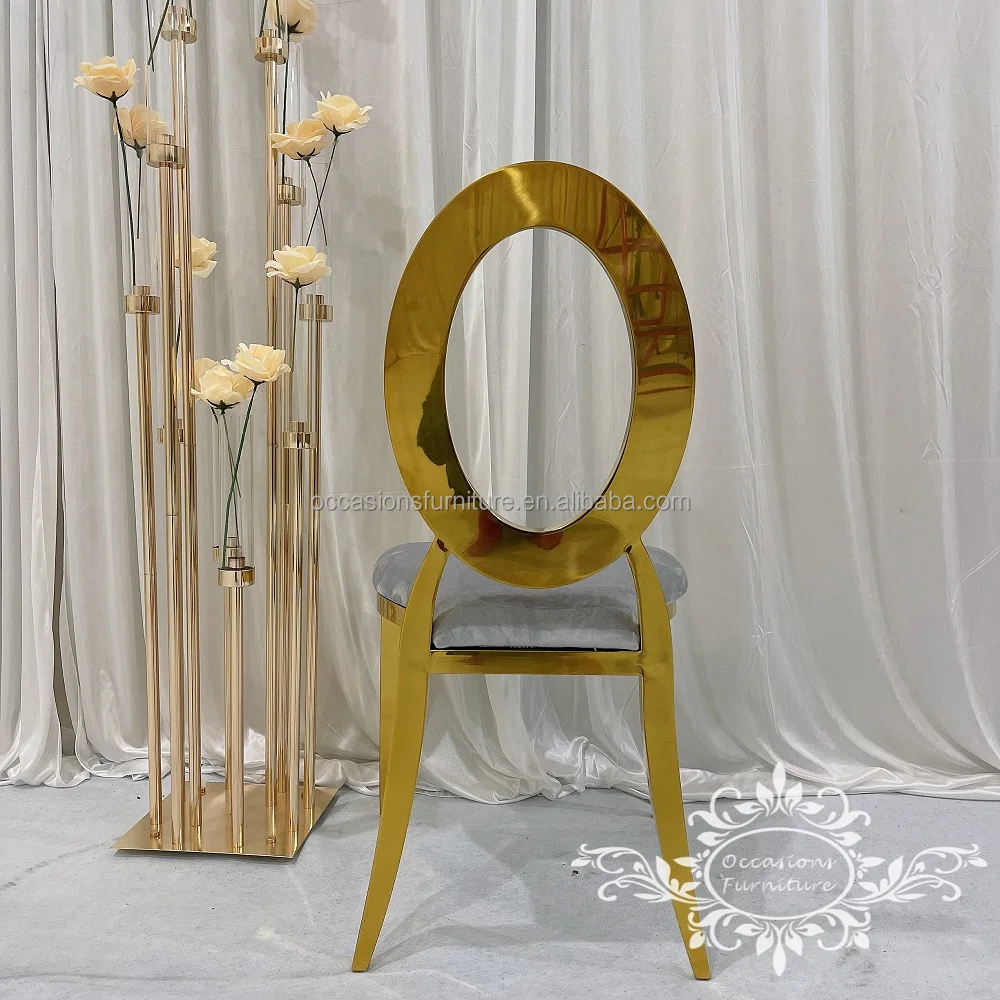 Golden Ring Back Chair - Durable Stainless Steel Wedding Chairs