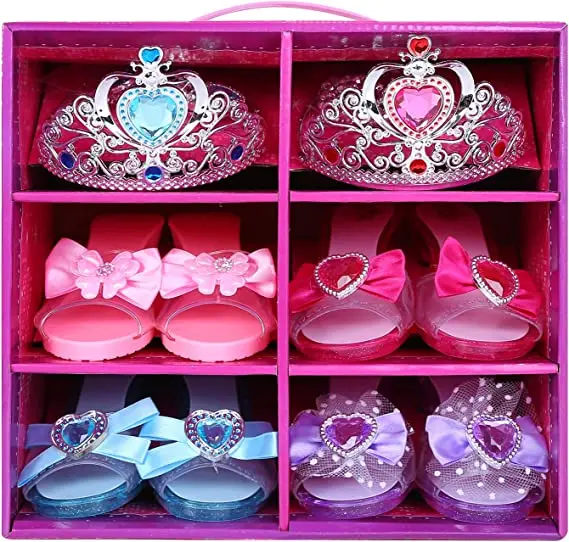 Pretend Jewelry Boutique Princess Fashion Dress up Shoes with Tiaras ...
