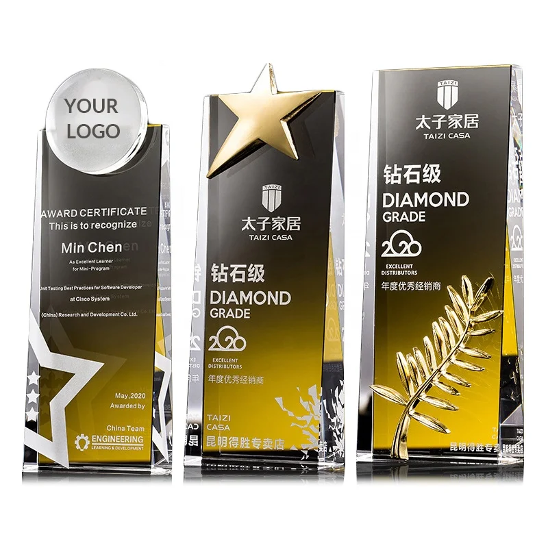 Custom Inclined K9 Crystal Trophy Awards - Engraving Glass