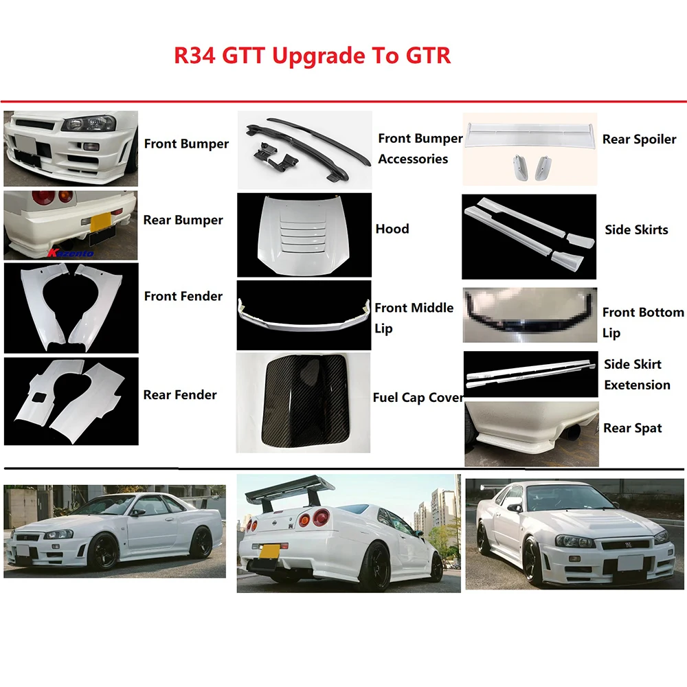 Car Body Kit FRP Front Bumper Lip for Nissan Skyline R34 (GTT Only ...