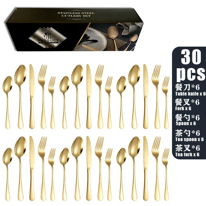 Restaurant Flatware Stainless Steel Cutlery Set 24pcs Silverware Spoon ...