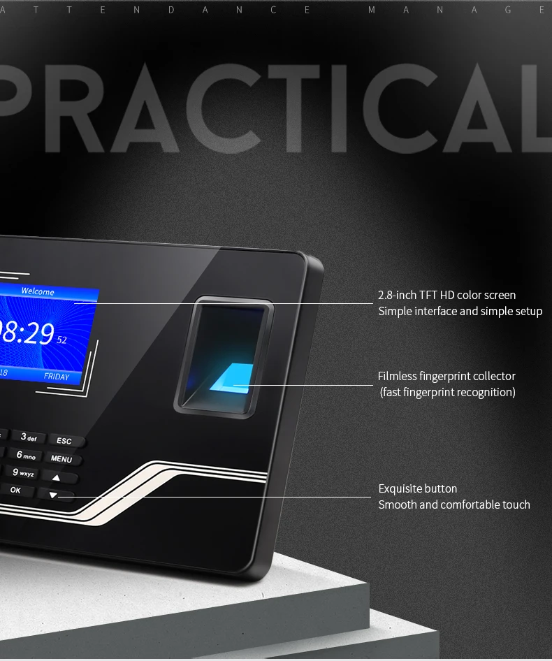 Smart TCP IP Fingerprint Time Clock Machine for Attendance