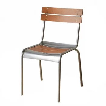 Stackable Chair Industrial Style Chair Metal Frame Iron Leg Bentwood ...