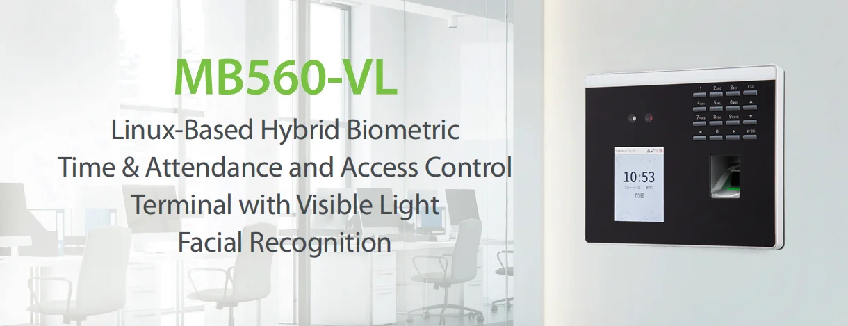 MB560-VL Biometric Time Attendance with 2.8 Inch Screen