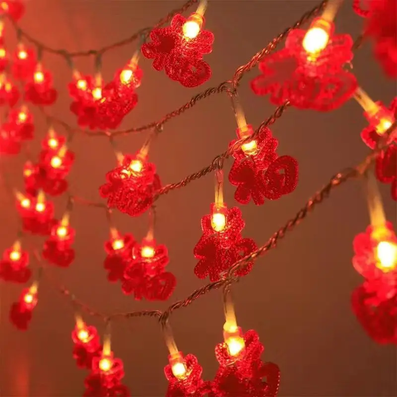 New Year Lantern Word"fu" Chinese Knot String Lights Solar Energy Room ...