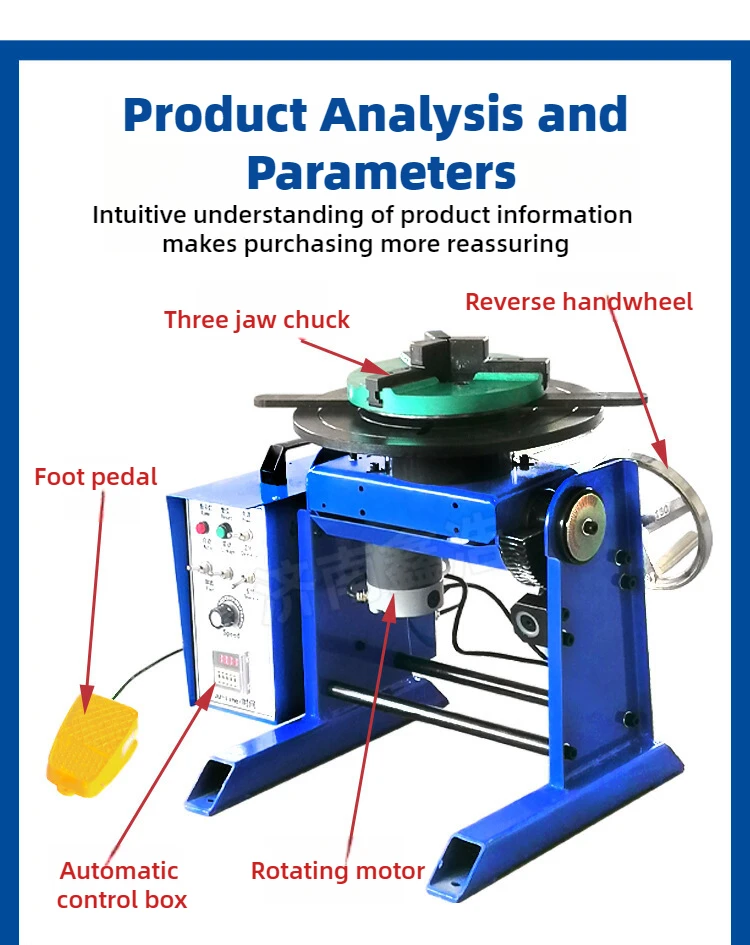Horizontal Welding Turntable - 50kg Positioner with Torch Holder