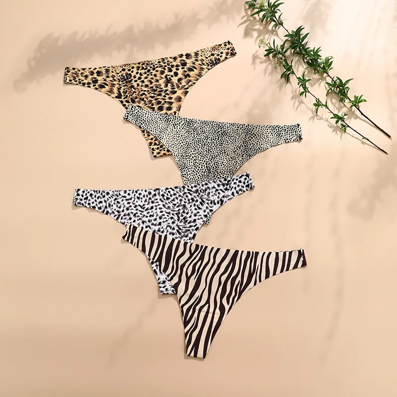 Women Sexy Leopard Thongs Female Seamless Cotton Sexi Panti Tanga Low