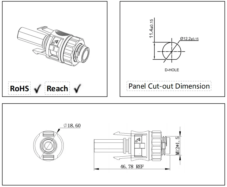Energy Storage Inverter Battery Connectors - 70A Capacity