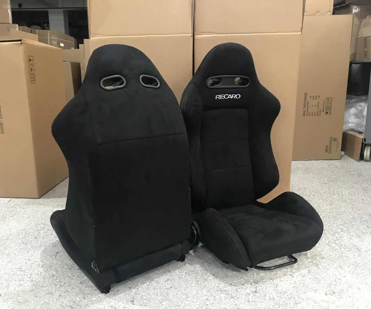 JBR Universal Black Suede PVC Leather RECARO Sport Seats