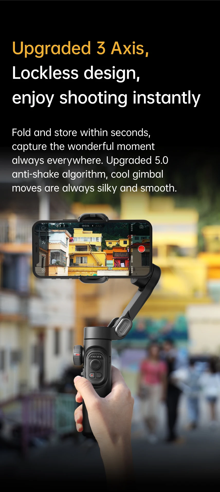 AOCHUAN Smart XE 3-Axis Gimbal Stabilizer: Foldable Selfie Stick with ...