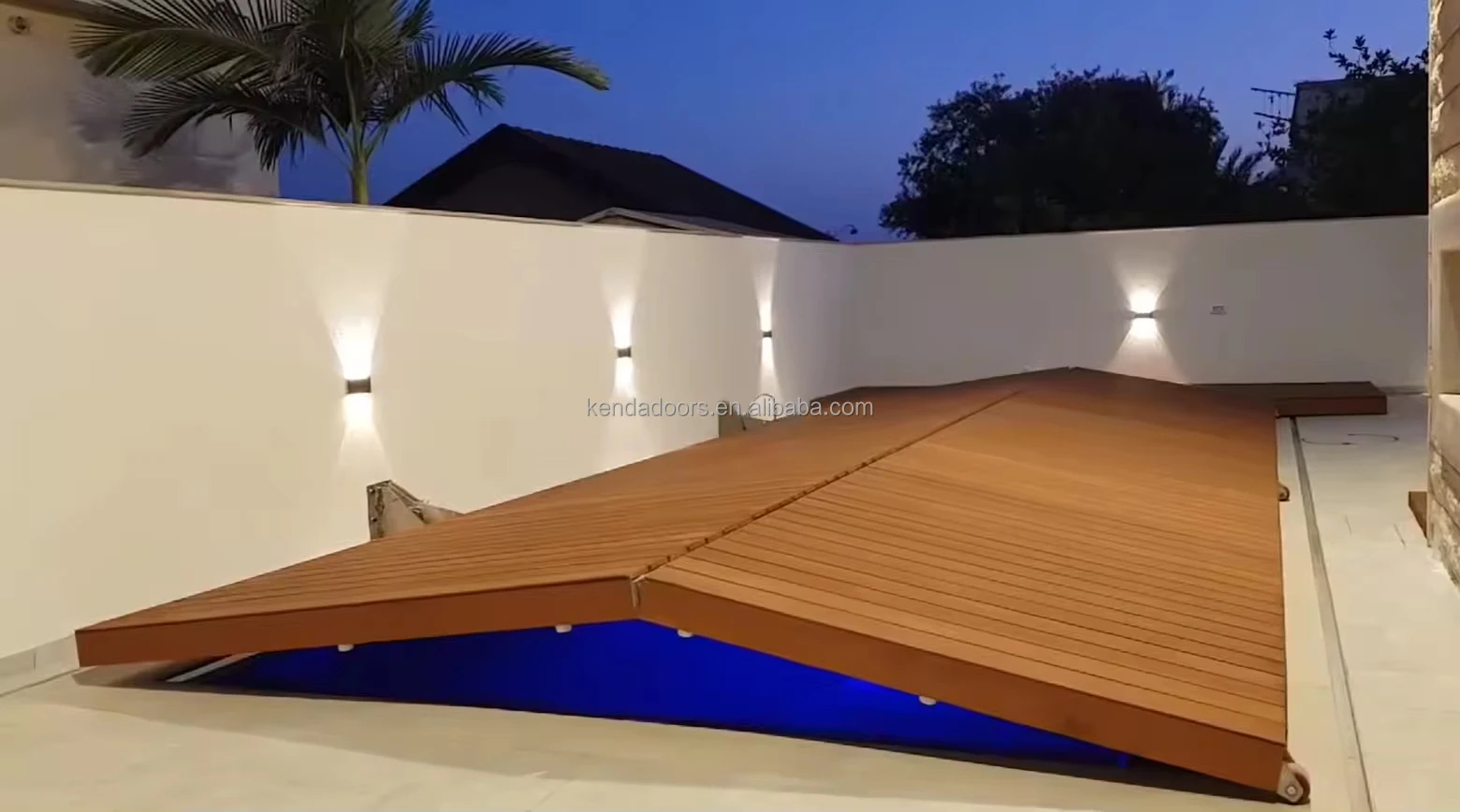 Automatic Retractable Pool Cover - Luxury Sliding WPC Deck Surface ...