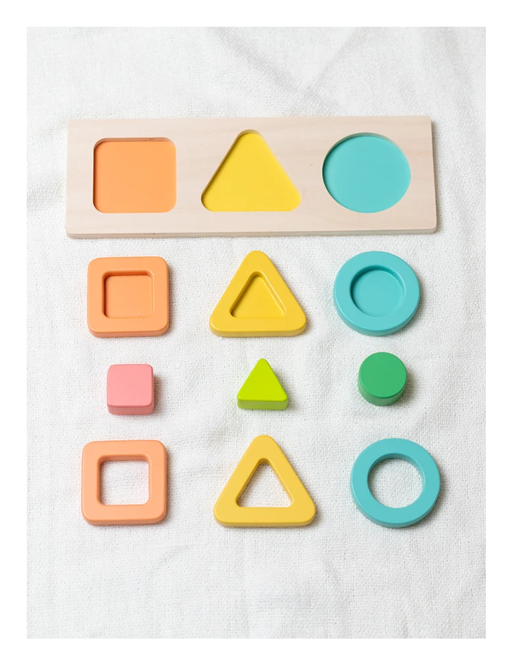 Early Education Montessori Geometric Wooden Puzzle Toys 3 Layer Wooden ...