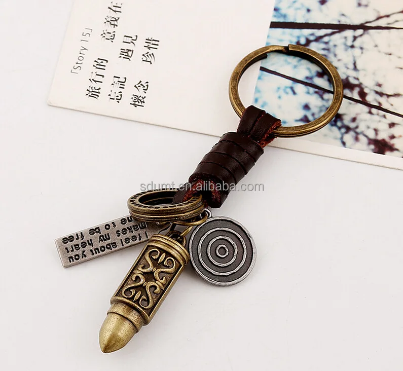 Hot Sale Key Ring Keychain Alloy Bullet Model Trend Popular Leather ...