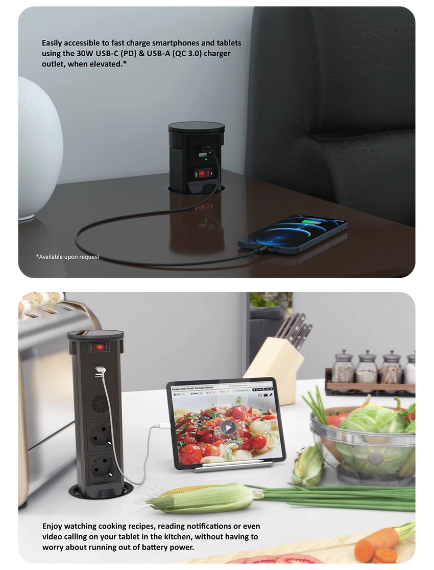 Custom Kitchen Office Table Desktop Power Pop Up Outlet With Wireless Charger - Buy Table Socket ...