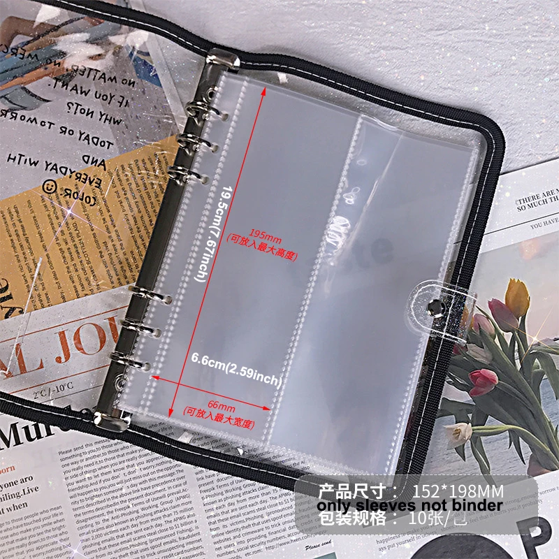 10pcs Single Sided A5 6 Ring Photocards Clear Binder Pages Kpop Photo ...