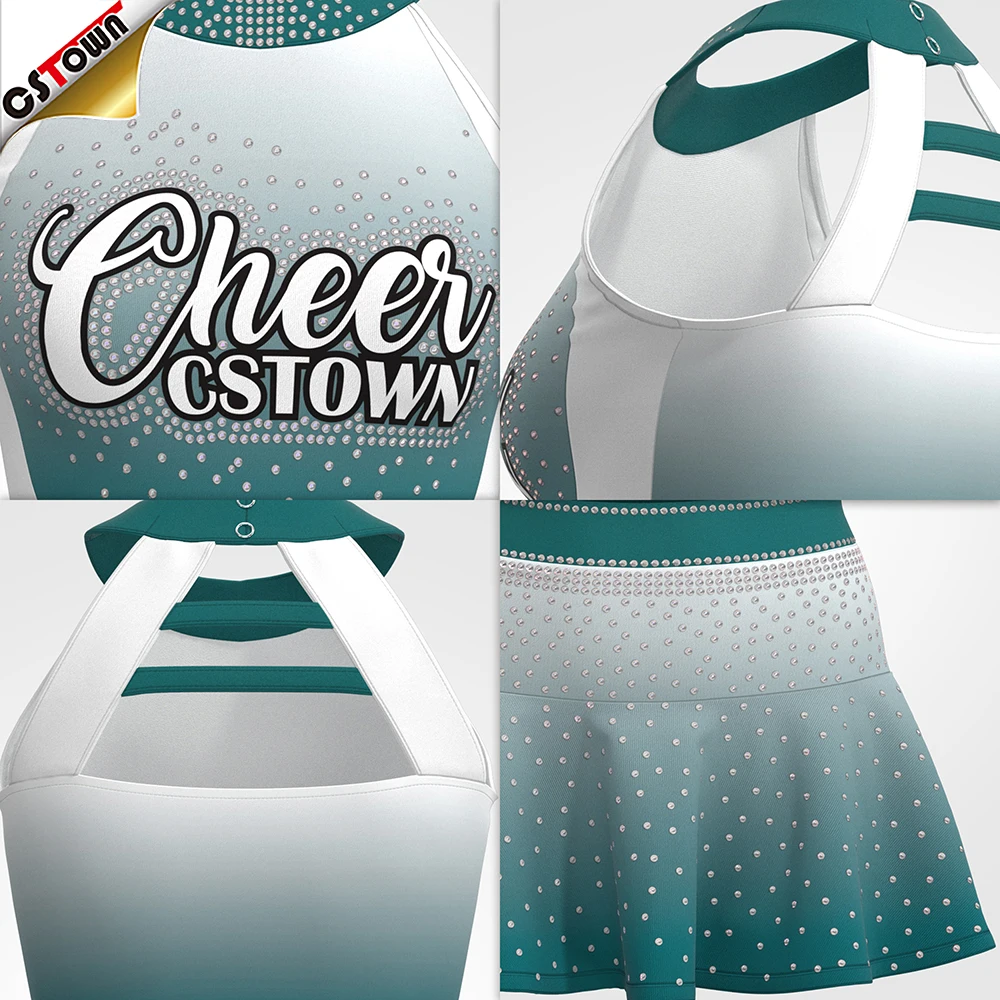 2024 New Arrivals Cyan Cheerleading Practice Wear Cheerleading Tops for ...