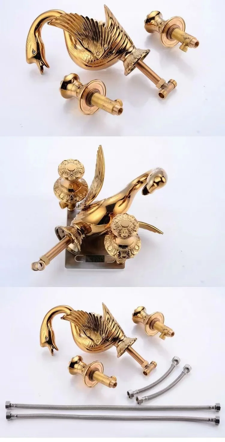 Classic Animal Shape Swan Faucets - Dual Handle Bathroom Sink Tap for ...