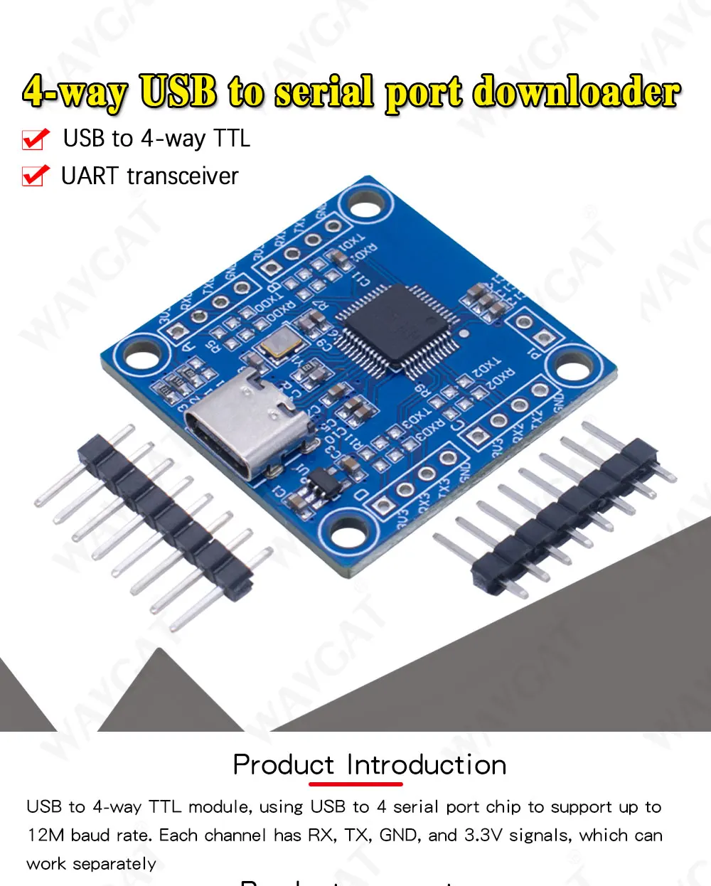 Usb To Ttl 4-way Converter Adapter Module Usb To Serial Port Downloader ...