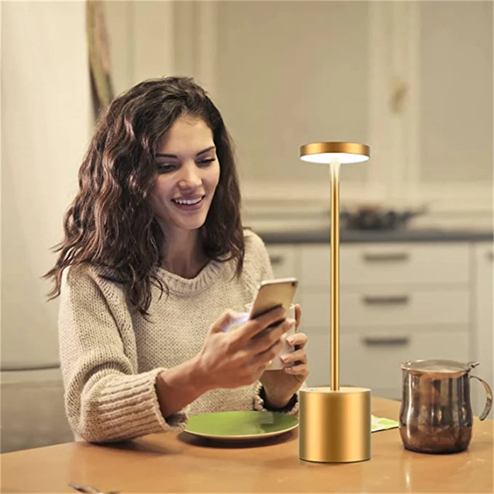 LED Table Lamp - Rechargeable Metal Restaurant Lights