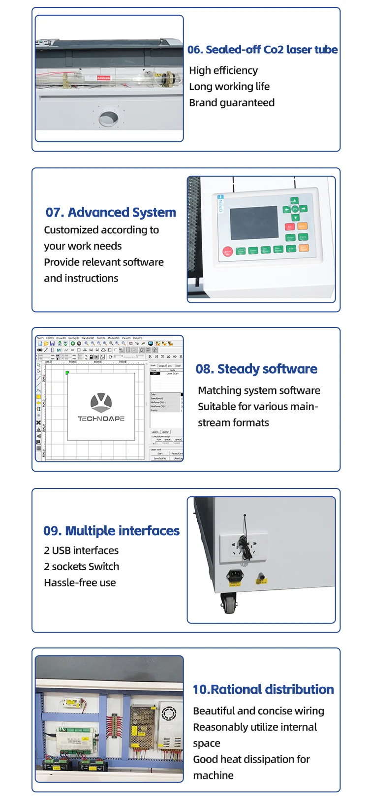 Ruida 1060 Module Rail Co2 Laser Engraving And Cutting Machine High ...