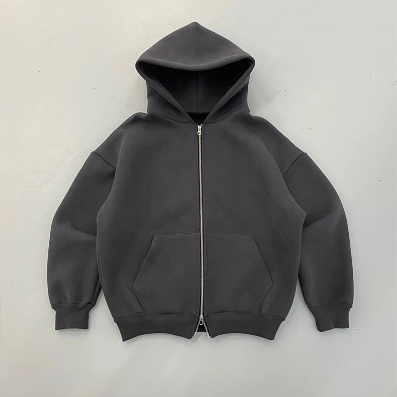Custom Heavyweight Zip-Up Cropped Hoodie for Men - 100% Cotton, Drop ...