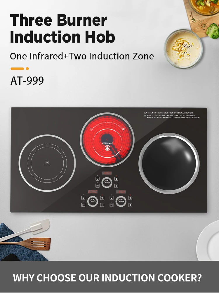 3 Ring Burners Induction Cooker - Strong Power & Efficiency