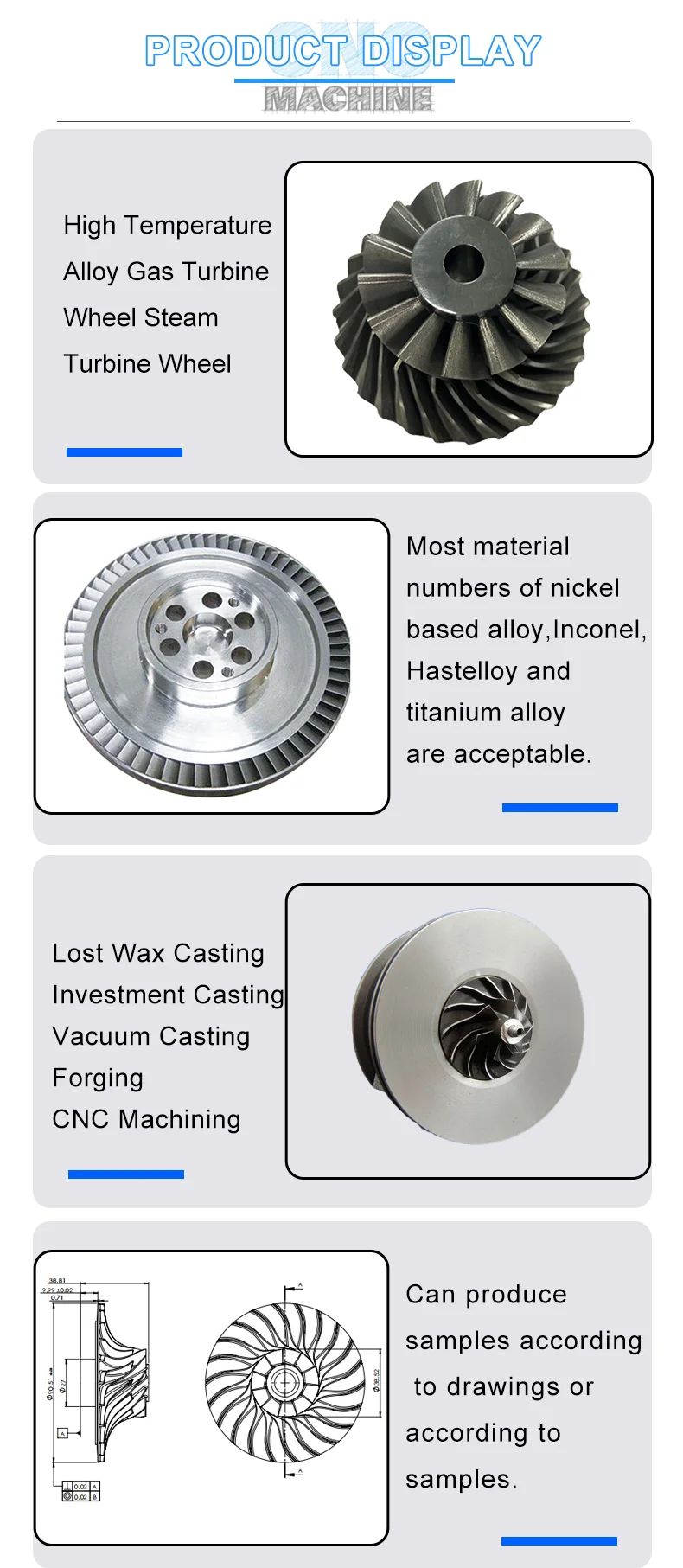 Casting Service for Single Crystal Turbine Wheel Blades