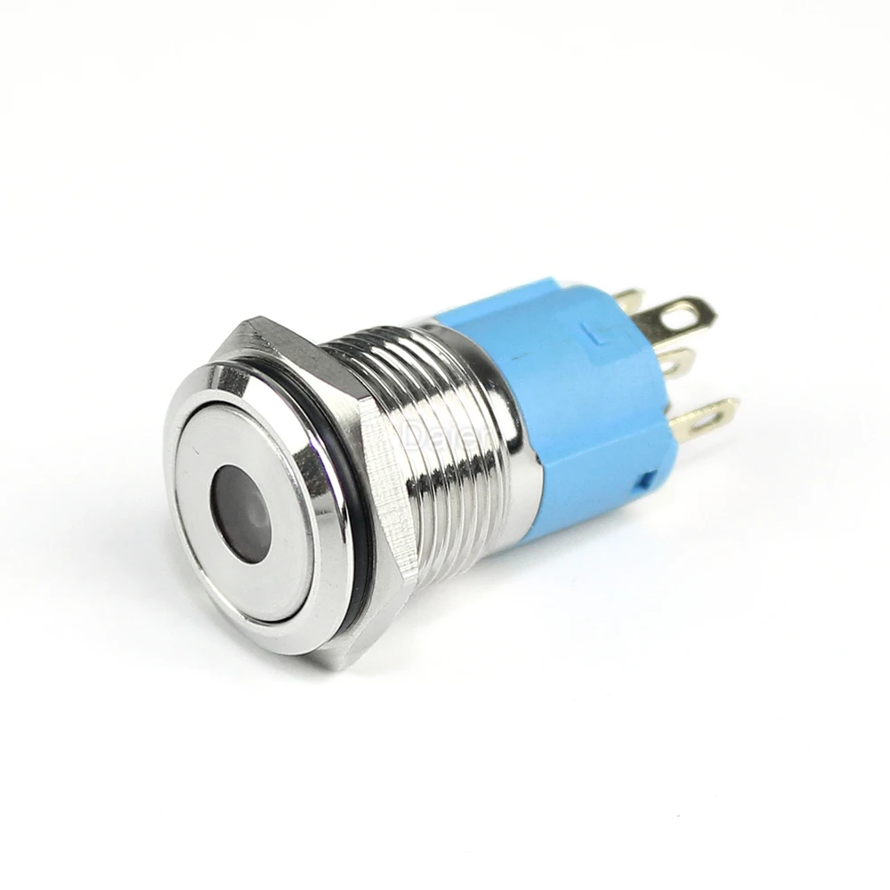 Metal Pushbutton Switch Flat Button Latching/ Momentary 16mm Metal Push ...