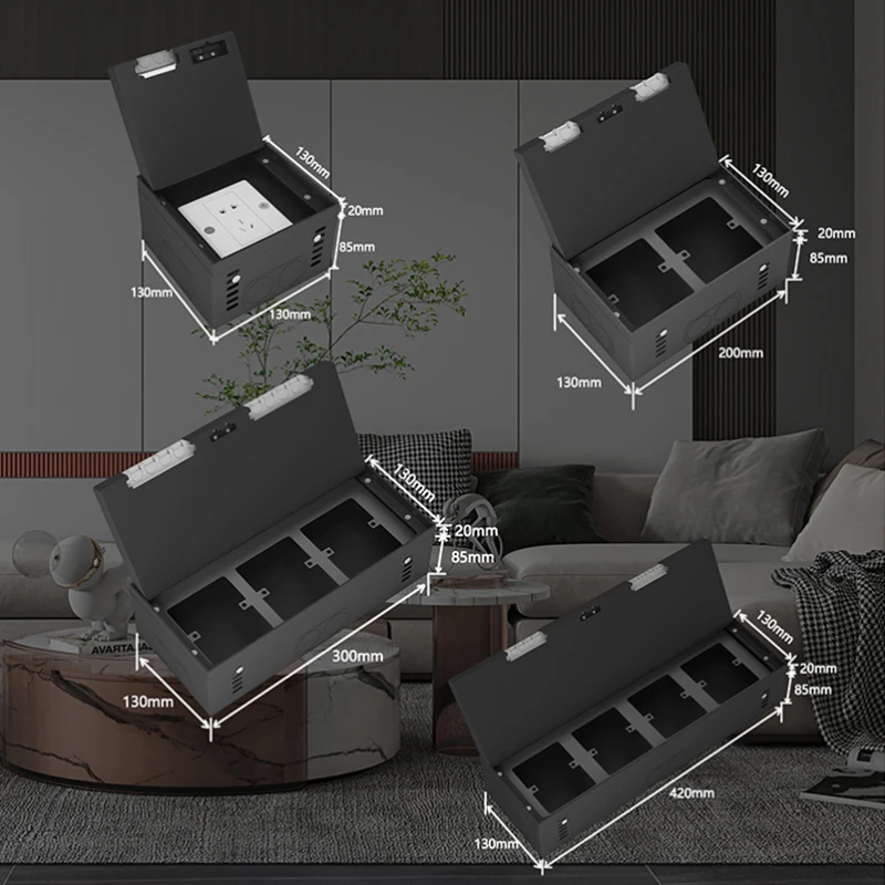 ZDR-130B Hidden Black Recessed Floor Socket - Stainless Steel