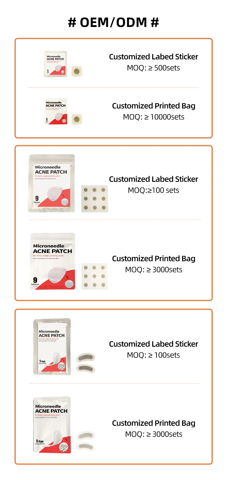 Oem Custom Micro Needle Spot Treatment Pimple Patches Eye Acne Patch ...