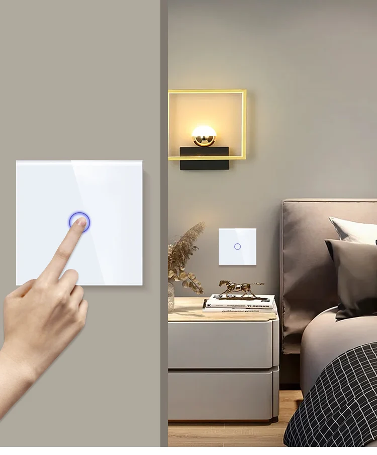 Tawoia Glass Touch Switch 800w 1 Gang 2 Way Light Touch Switch Eu ...