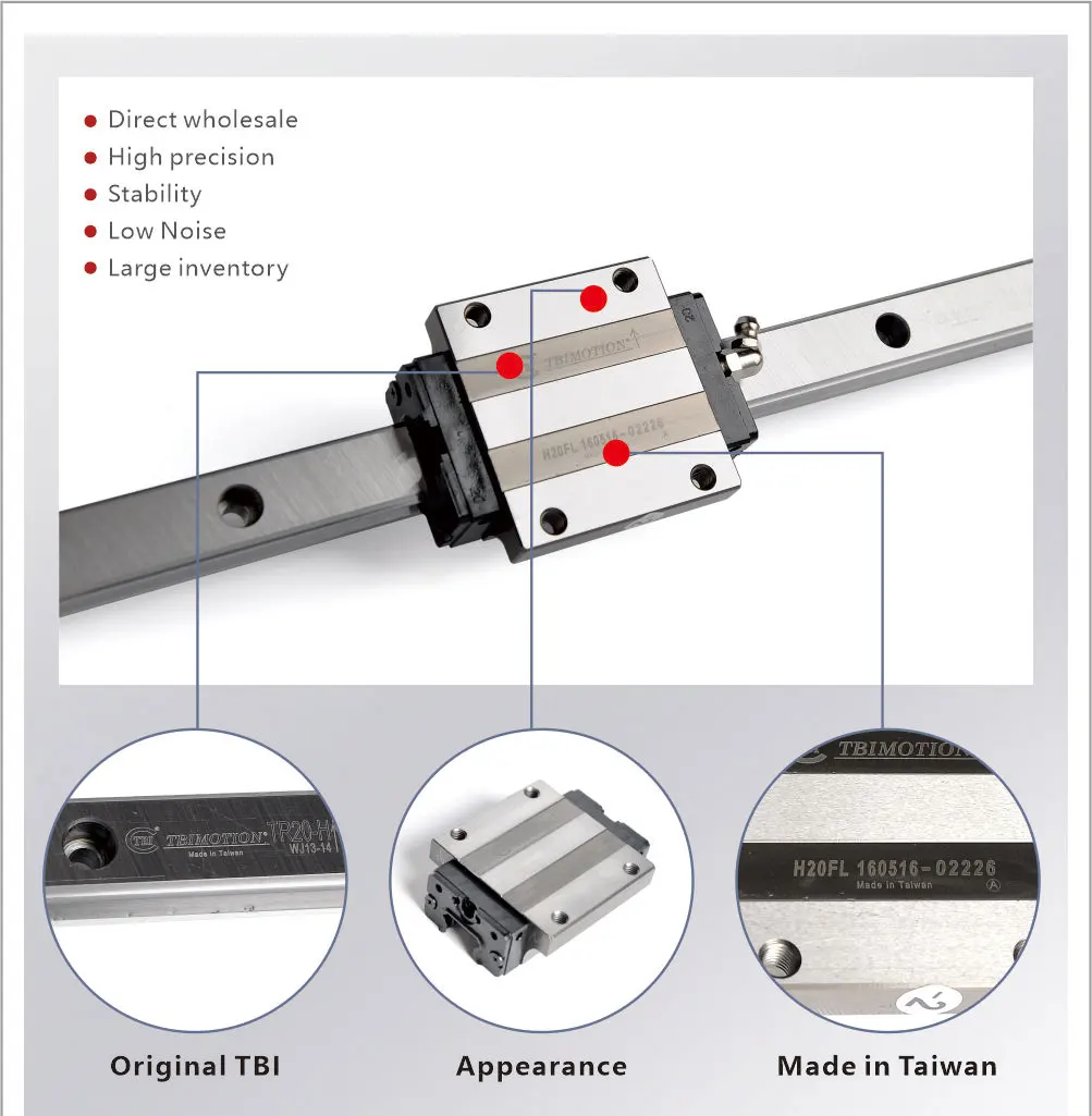 Original Tbi Linear Motion Rail Tr20 Guide Blocks Trh20vn Trh20vl H20vn H20vl Carriage Bearing ...