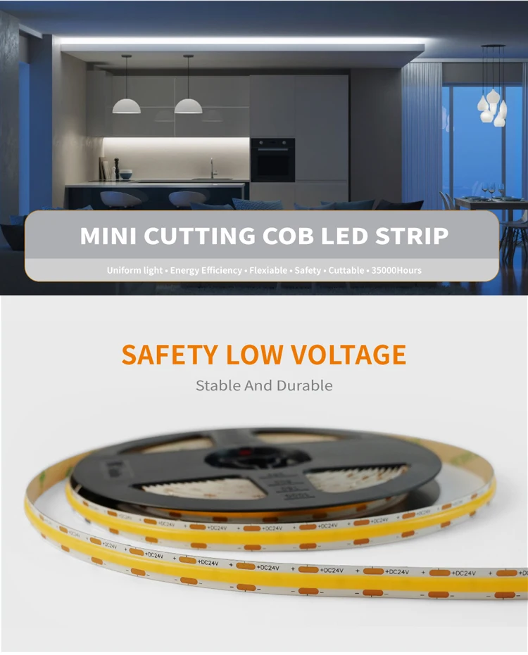 Wholesale Factory 10W/M 8MM Free Cutting Flexible COB Led Strip 512leds ...