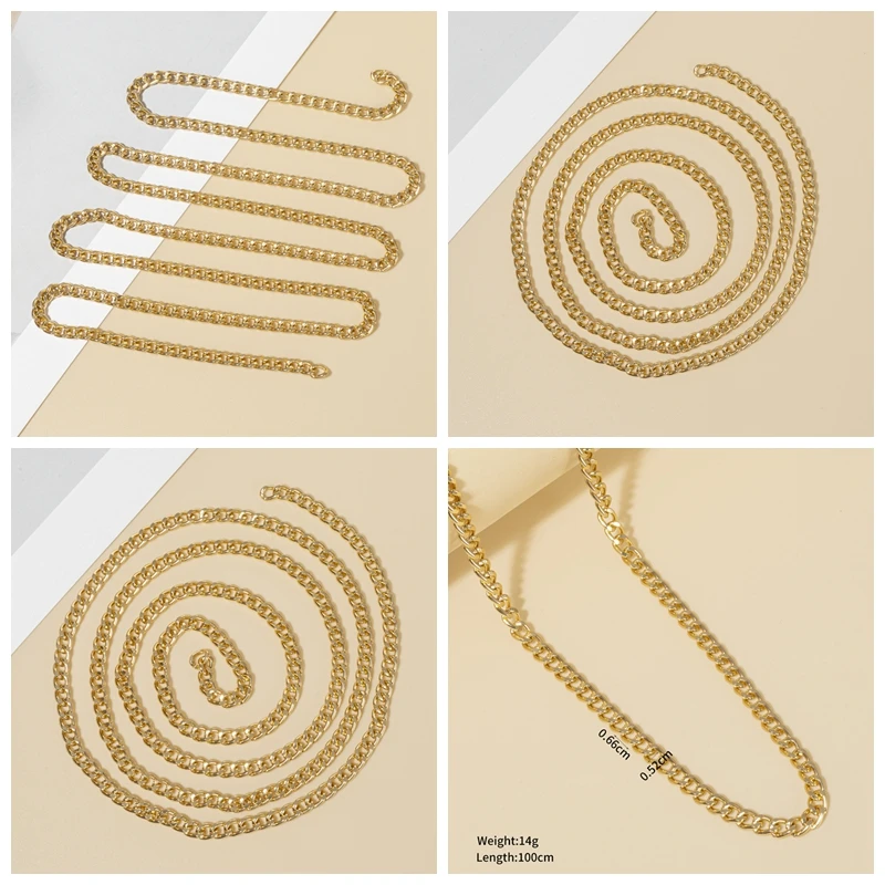 Wholesale Light Gold Metal Nk Chain Handmade Waist Chain Aluminum Curb ...