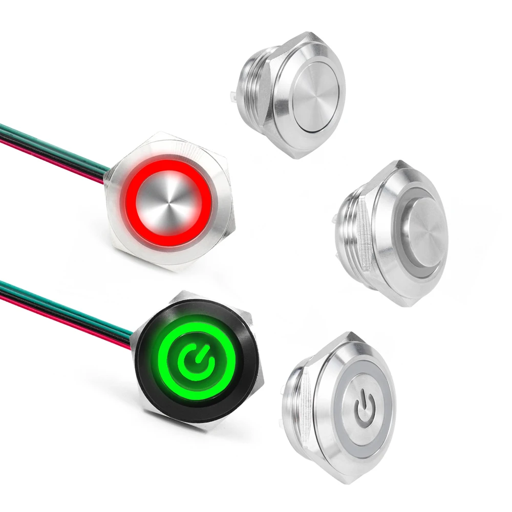 12/16/19/22/25/30mm Short Stroke Mini Waterproof Metal Push Button ...