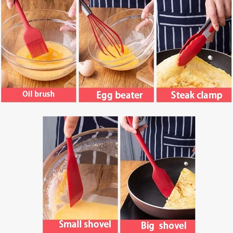 High Quality Silicone Kitchenware Set - 5-Piece Utensil Cooking Set