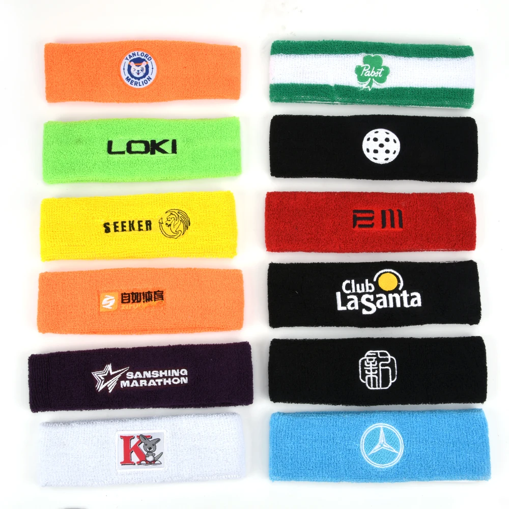 Custom Sports Embroidered Cotton Gift Sweatbands Colorful Fashion High ...