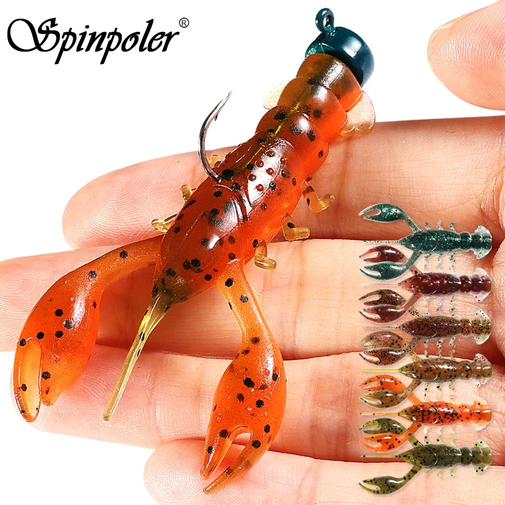 Spinpoler TPE Crawfish Floating Soft Fishing Lure 65mm Artificial Shrimp Bait Ned Rig Jig Head ...