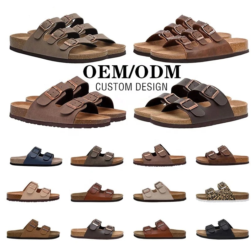 Custom Suede Cork Slipper Sandals Summer Beach Sandals For Men Women ...