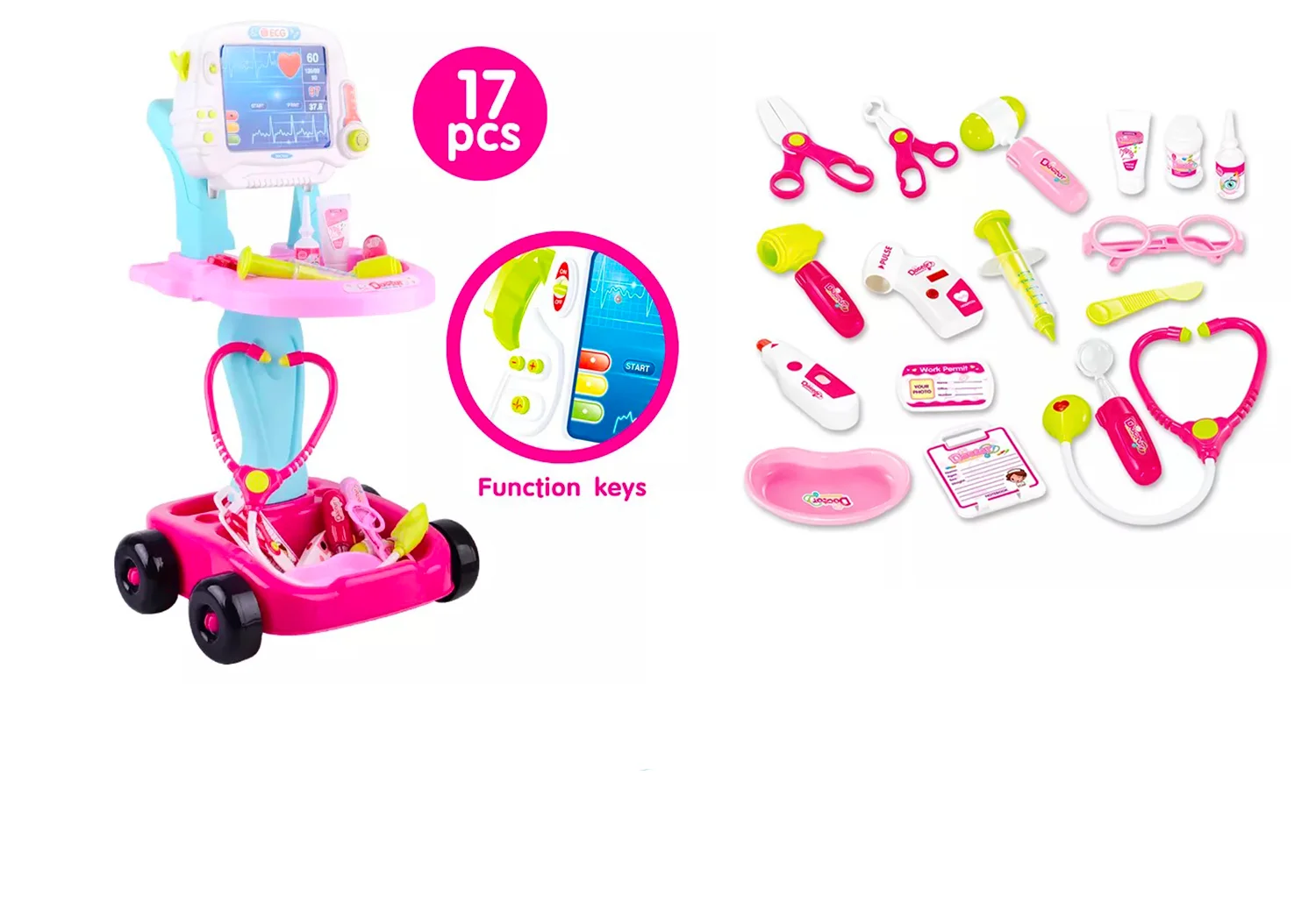 Smart Novelty 17 Pieces/set Plastic Pretend Role Play Doctor Cart ...