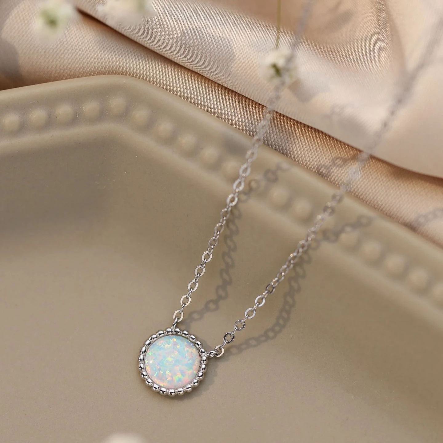 Wholesale Sterling Silver 925 Opal Crystal Pendant Necklace Jewelry ...