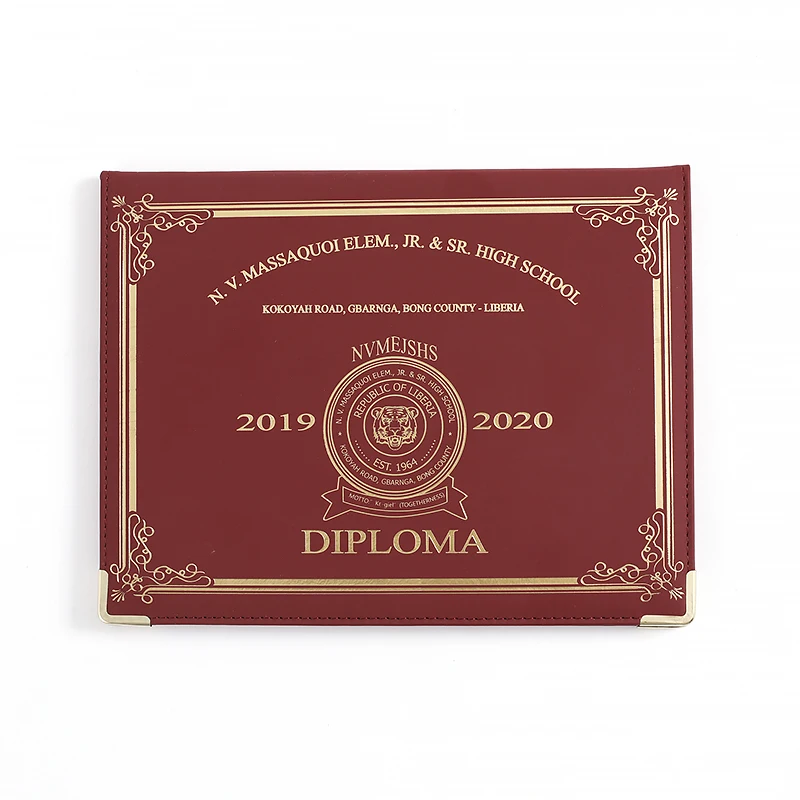 Custom High Quality Leather Diploma Certificate Folders